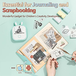 Memoking Sticker Printer - Mini Thermal Printer, T02 Sticker Maker Machine, Portable Bluetooth Pocket Phone Printer and Case, Green