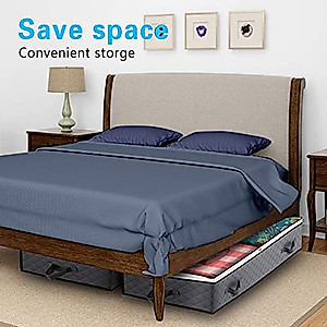 Under Bed Storage Bag, Under Bed Storage Containers with Reinforced Handles, Underbed Storage with Transparent Window for Easy Identification, Set of 2 Storage Bag Organizer for Clothes, Blankets and Shoes, Gray