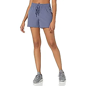 Amazon Essentials Women's Studio Woven Stretch Short, Blue Nightshadow, Large