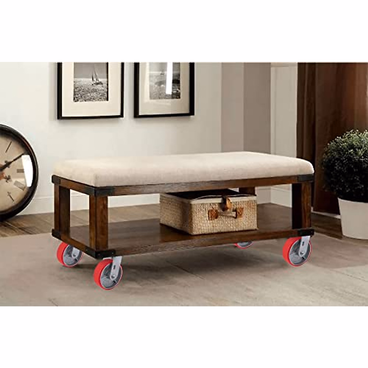 6"X 2" Heavy Duty Casters - Industrial Casters Polyurethane Caster with Strong Load-bearing Capacity 1200 LB, Rigid Caster, Widely Used in Furniture,WorkBrench,Tool Box(1 Rigid)