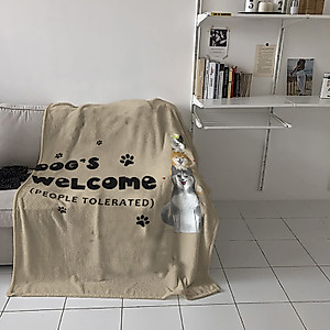 Fleece Throw Blanket Soft for Couch 40x50 Inch, Cartoon Dogs Pets Paws Lightweight Fuzzy Bed Blanket Warm Plush Cozy Throws All Season for Sofa Office Living Room Home Decor