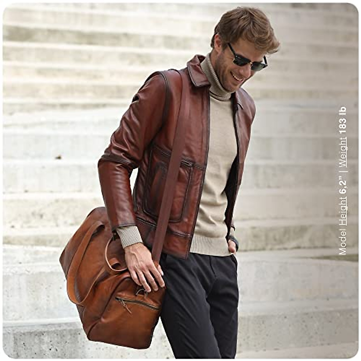 VELEZ Top Grain Leather Backpack for Men + Weekender Bag with Shoe Compartment