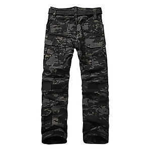 OCANXUE Men's Tactical Pants Camo Cargo Pants Ripstop Work Hiking Pants with 10 Pockets No Belt Size 38
