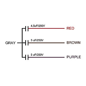uxcell Ceiling Fan Capacitor CBB61 4.5/5/5uF 250V AC 4 Wires Metallized Polypropylene Film Capacitor 48x38x26mm for Electric Fan Pump Motor Generator 2Pcs