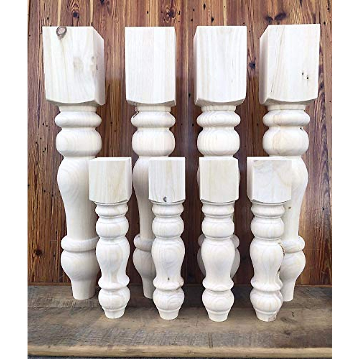 CAROLINA LEG CO. Curvy Dining and Bench Combo - Unfinished American Pine - Set of 4 Dining and Bench Legs - Made in North Carolina