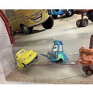 Disney Pixar Cars Luigi Guido & Tractor 1:55 Scale Die Cast Car on Original Desert Background Scene Card