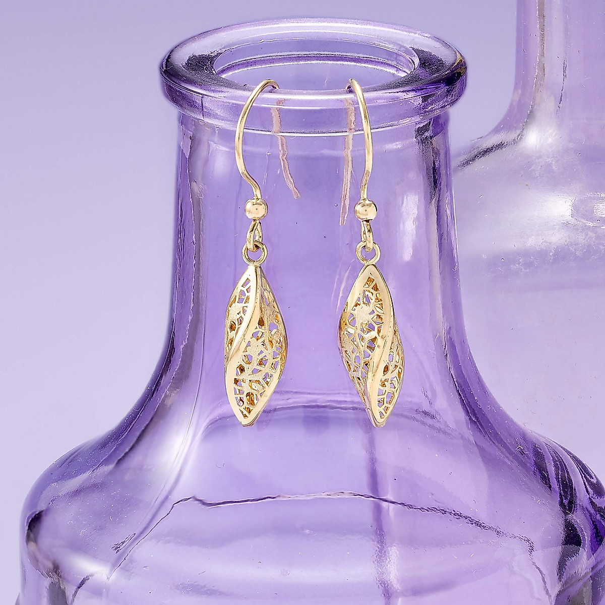 Ross-Simons Italian 14kt Yellow Gold Twisted Lace Drop Earrings
