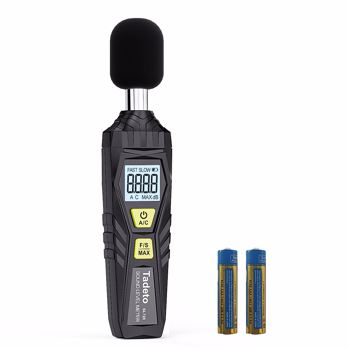 Decibel Meter, Tadeto Digital Sound Level Meter Portable SPL Meter 30dB to 130dB MAX Data Hold with LCD Display Backlight A/C Weighted for Home Factories