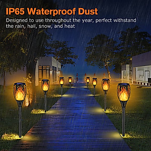 Arrinew Upgraded Outdoor Solar Torch Lights, 33 LED Solar Light Torches with Dancing Flickering Flame, Waterproof Landscape Decoration Lights for Garden Pathway Yard Patio Driveway (4 Pack)