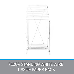 SSWBasics Tissue Paper Rack - White Wire - Floor Standing (23" W x 15½"D x 49" H)