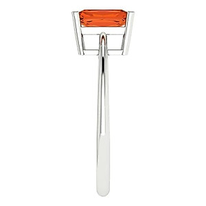 Clara Pucci 1.0 ct Radiant Cut Solitaire Red Simulated Diamond Wedding Bridal Designer Anniversary Engagement Ring Real 14k White Gold