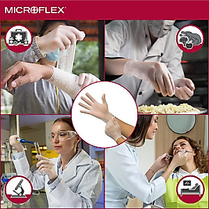 Microflex Derma Free DF-850 Disposable Smooth Vinyl Gloves for Food Prep & Handling - Large, Natural (Box of 100)