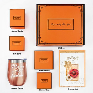 Birthday Gifts for Women, Christmas Gifts Basket for Friends Gifts for Her Girlfriend Sister Mom Unique Gifts Box Jade Roller Soap Mirror Tumbler Candle…