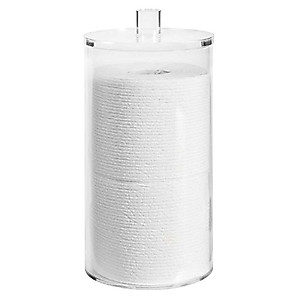 Decorative Things Toilet Paper Holder Stand Roll Storage Acrylic Holds 2 Mega Rolls- Holds Jumbo Rolls - 6" x 6" x 9" Tall