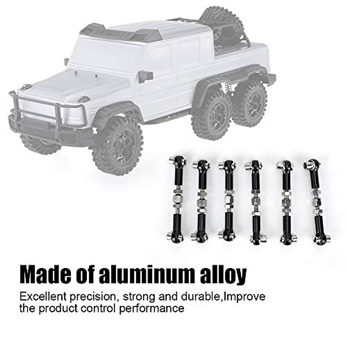 Okuyonic Servos Link, Adjustable RC Tie Rod 47mm 6pcs for Redcat 1/10 RC Car(Black)