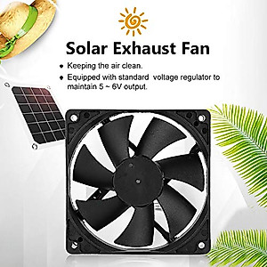 Solar Power Panel Exhaust Fan, Professional 6V 10W Solar Powered Mini Ventilator Outdoor for Greenhouse Chicken House Pet Houses