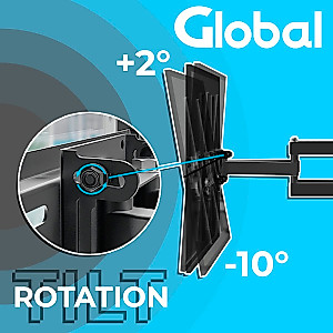 Global Electronics Wall Mount TV and Monitors, Mount Double Arm, Bracket Full, Motion with Long Arm for Corner/Flat Installation fits 30 to 60" Flat/Curve TVs, Mount VESA 400x400mm, Tv Stand