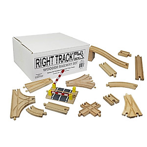 Right Track Toys Wooden Train Track Deluxe Set: 56 Premium Wood Pieces 100% Compatible with Thomas - All Tracks and No Fillers