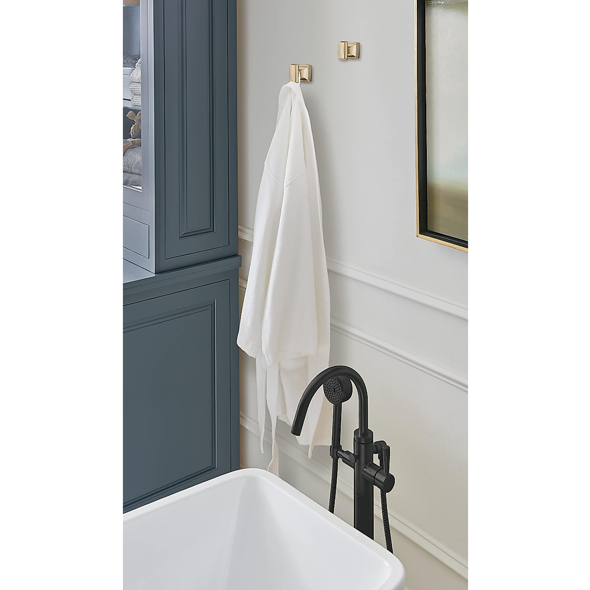 Amerock BH36030CZ | Champagne Bronze Single Robe Hook | 2-1/8 in. (54 mm) Length Towel Holder | Revitalize | Towel Hook for Bathroom | Bathroom Hardware | Bath Accessories