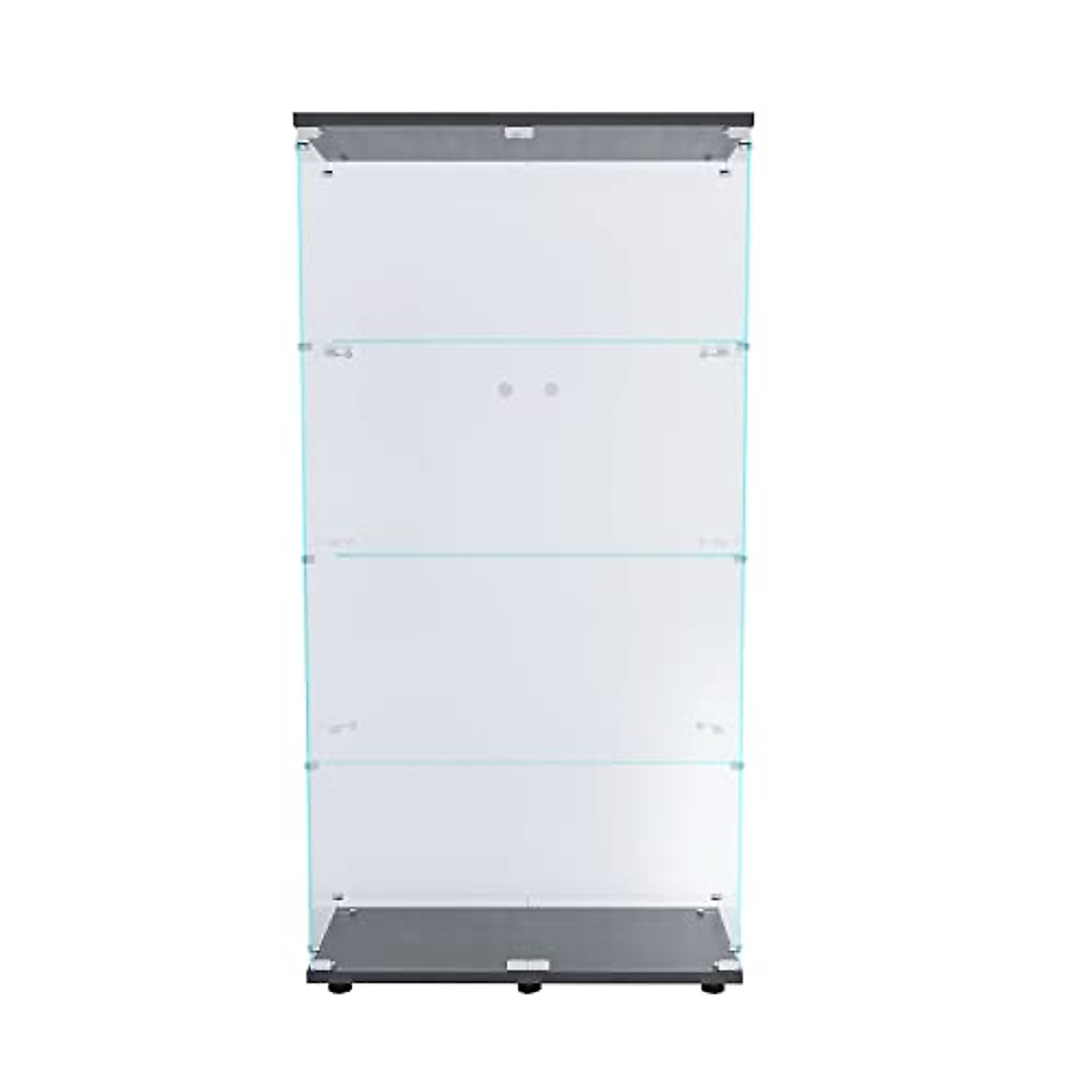 Zacis Modern 4-Tier Two-Door Glass Display Cabinet Shelves with Door Floor Standing Curio Glass Countertop Display Bookshelf for Living Room Bedroom Office