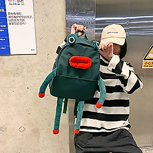 VIVUHTCC Frog Backpack Purse for Women - Student Frog Cartoon Bag Travel Daypack Casual Fashion Work Shopping Small Bag,Navy