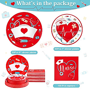200 Pcs Graduation Nurse Party Decorations Doctor Nurse Week Party Plates Include 9 Inch 7 Inch Paper Disposable Plates Lunch Napkin Medical Birthday Party Tableware Set for Nursing School(Black)