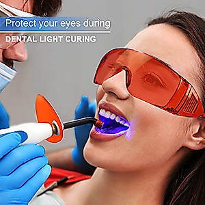 EZGO Dental Lab Safety Glasses, Red Goggle Eyewear, Anti-Fog Protective Eye Shield Safety Glasses for Teeth Whitening Curing Light, Fit Over Glasses for Adults & Kids