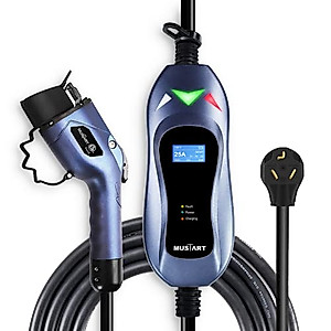 MUSTART Level 2 Portable EV Charger (240 Volt, 25ft Cable, 25 Amp), Electric Vehicle Charger Plug-in EV Charging Station with NEMA 10-30P