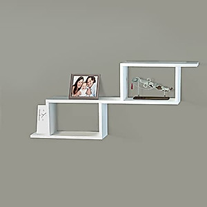 The Urban Port 40-Inch Decorative Wooden Wall Mounted Cubby Shelf, White