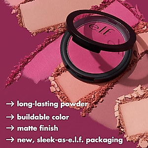e.l.f. Primer-Infused Blush, Long-Wear, Matte, Bold, Lightweight, Blends Easily, Contours Cheeks, All-Day Wear, 0.35 Oz