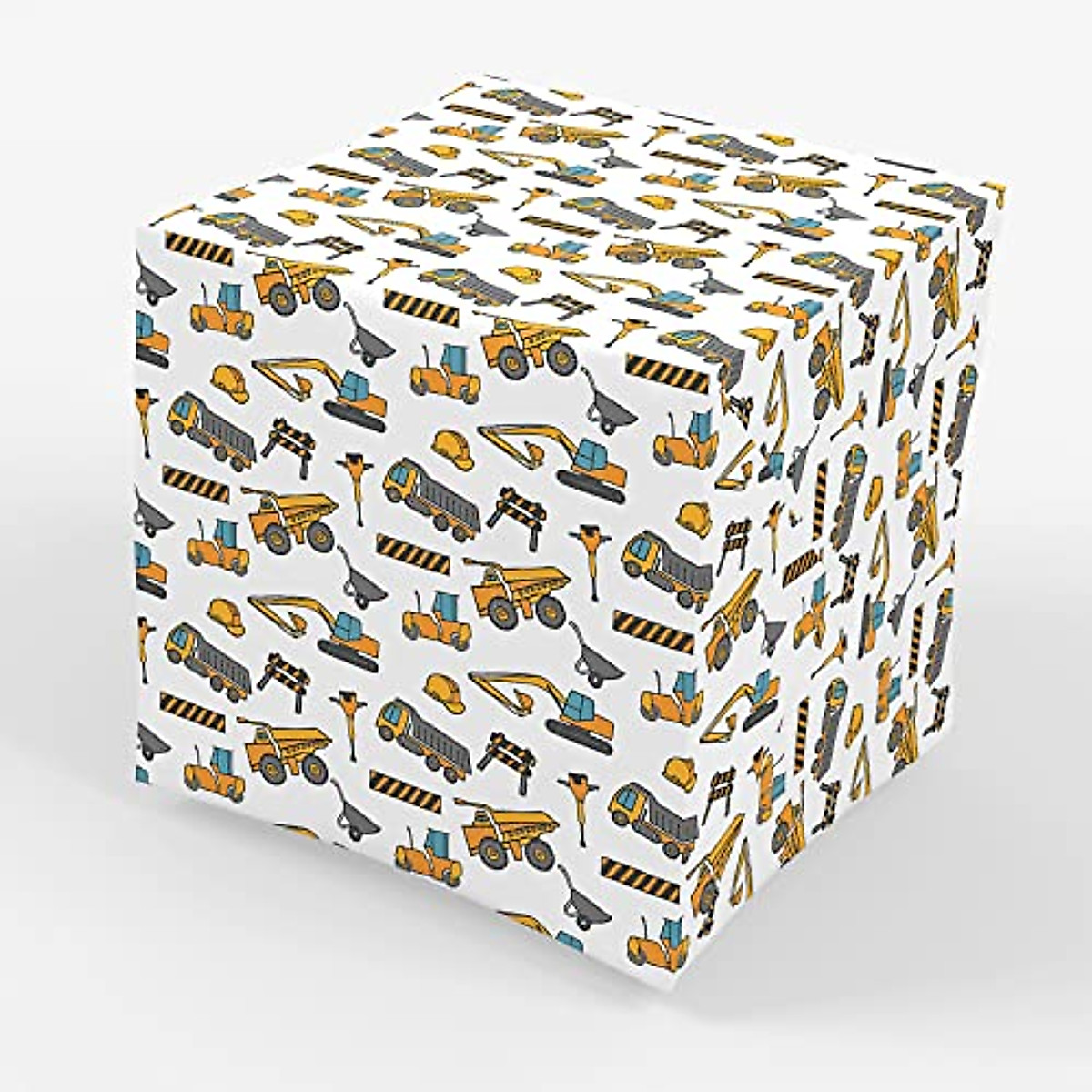 Stesha Party Construction Birthday Gift Wrapping Paper - Folded Flat 30 x 20 Inch (3 Sheets)