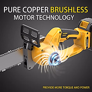 Weikeisa 10''Handheld Brushless Cordless Chainsaw,Power Chain Saws for Gardening Wood Cutting Tree Trimming,20v 4.0Ah Rechargeable Battery Powered Pruning Saw ,With 2 Battery,Quick Charger, 2 Chains