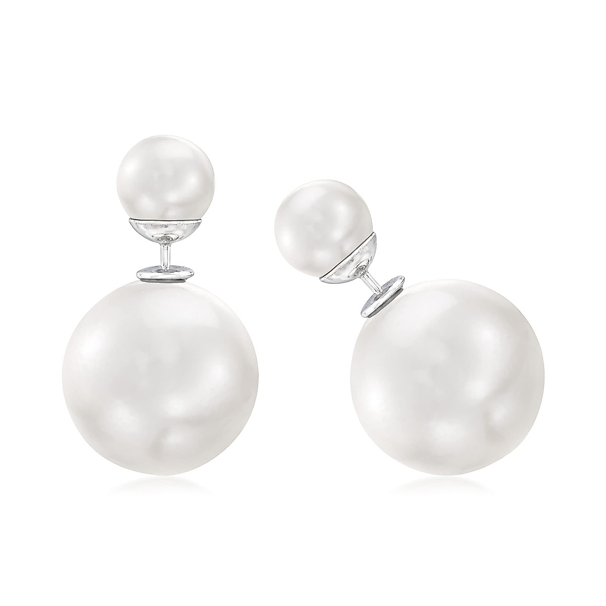 Ross-Simons 8-16mm Shell Pearl Front-Back Earrings in Sterling Silver