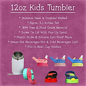 Generic Among Gamers #1 12oz Stainless Steel Kids Tumbler, Boys Or Girls, Players, Heroes, Computer Game, Keeps Drinks Cold Or Hot (Teal & Pink Lid)
