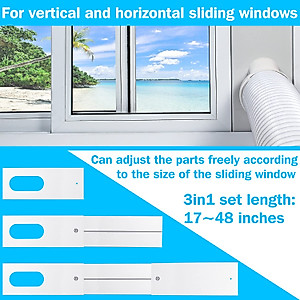 TOPOWN Portable Ac Window Kit, 5"/5.9" Hose Universal Window Slide Kit Plate for Ac Window Vent Kit Vertical/Horizontal -Max Adjustable Length 122cm/48- with 5.9"/15cm and 5"/13cm Adaptor