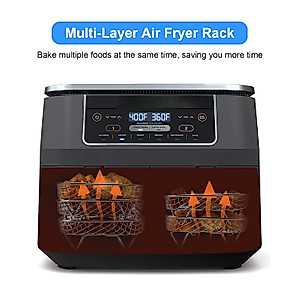 Air Fryer Rack for Ninja Foodi Air Fryer, 304 Stainless Steel Three Stackable Dehydrator Rack Toast Rack Stand Accessories for Ninja DZ201 DZ401 Dual Air Fryer