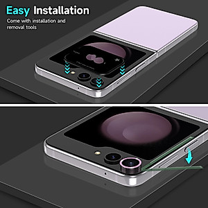 YWXTW for Samsung Galaxy Z Flip 5 Camera Lens Protector, Individual Anti Scratch Metal Ring Tempered Glass Bling Glitter Camera Screen Protector for Galaxy Z Flip 5 Accessories, Glitter Lavender