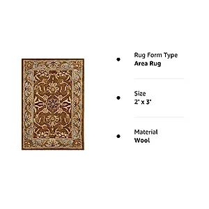 SAFAVIEH Heritage Collection Accent Rug - 2' x 3', Brown & Blue, Handmade Traditional Oriental Wool, Ideal for High Traffic Areas in Entryway, Living Room, Bedroom (HG812A)
