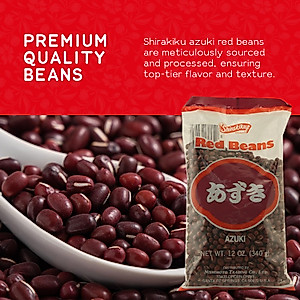 Shirakiku Dark Red Beans | Japanese Vegan Azuki Small Beans | Fiber, Iron Various Calcium & Minerals | Perfect For Asian Recipes and Desserts | Delicious Nutritious Beans 12-Ounce