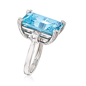 Ross-Simons 17.30 ct. t.w. Blue and White CZ Ring in Sterling Silver. Size 7