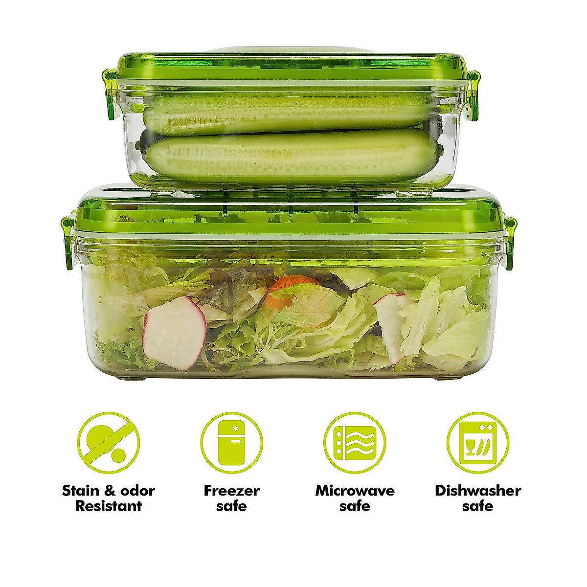 SNUGTOPIA Vacuum Seal Food Storage Containers - BPA Free Dishwasher, Freezer & Microwave Safe Lunch Box for Vegetables, Fruits, Meal Prep, Marinating Meat 2PCS