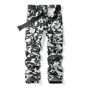 Womens Cargo Pants,Outdoor Casual Camoflage Camo Military Combat Work Hiking Pants with Pockets Camo White-US 4