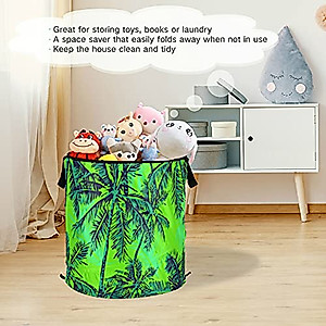 Tropical Palm Trees Green Pop Up Laundry Hamper Collapsible with Lid Dirty Clothes Hamper Laundry Basket Storage Hamper Organizer for Home, Kids Toy, Laundry Room
