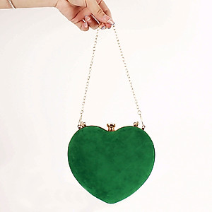 Goclothod Women Heart Shape Clutch Purse Velvet Shoulder Bag Evening Tote Chain Purse