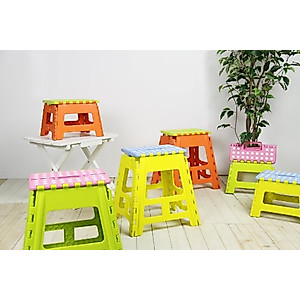 AZUMAYA BLC-312OR Cluster Stool, Folding Step Stool, Large, Orange