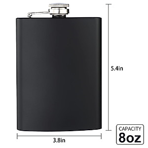Hip Flasks for Liquor for Men Women 12 pcs Black 8OZ Hip Flask with Silver lid with 12 pcs Funnel for Wedding Party Groomsman Bridesmaid Birthdays Gift