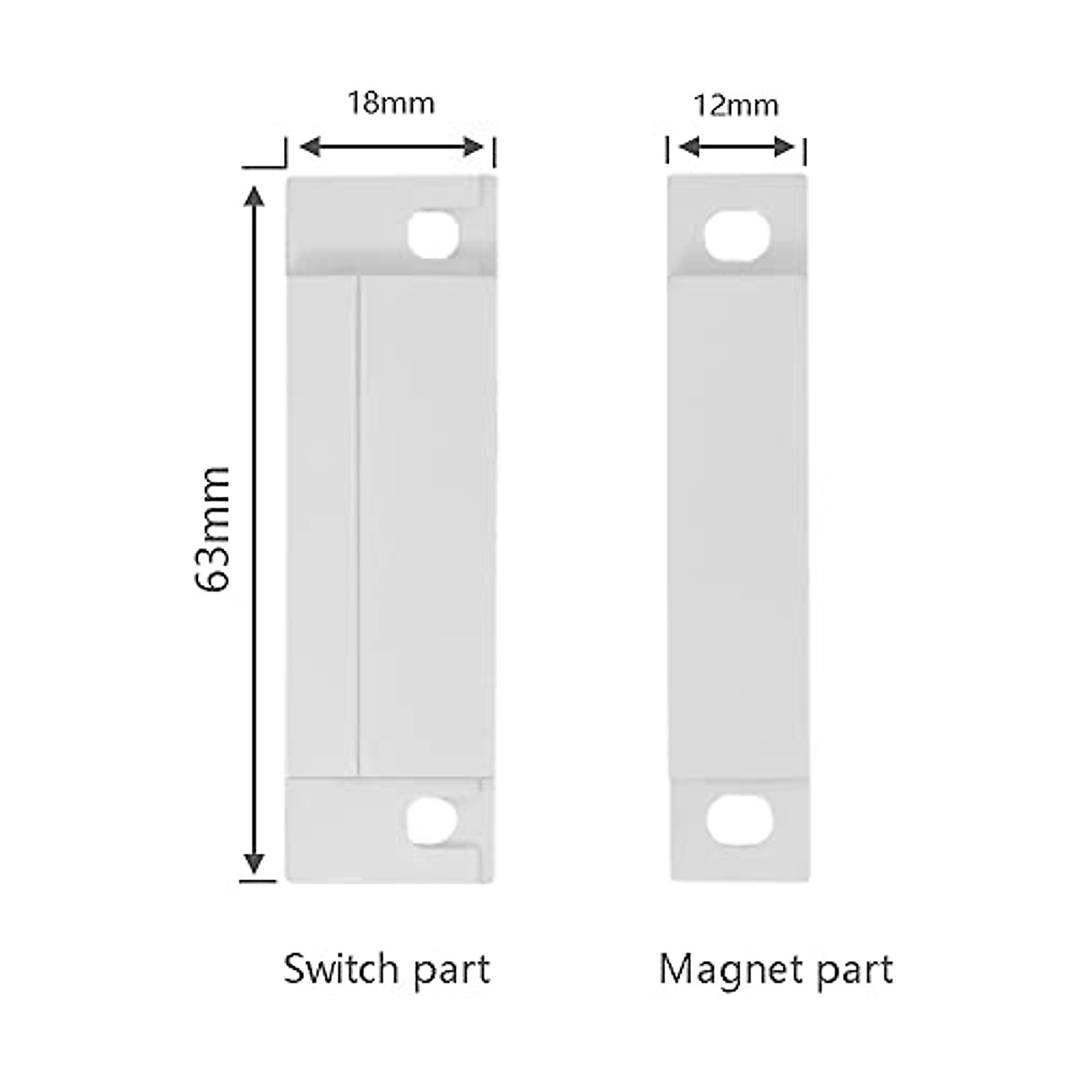 WESUA 5 Pack Surface Mounted NC Magnetic Door Contacts Switch Sensor for Alarm