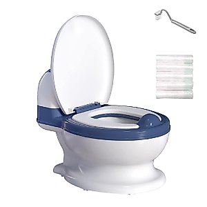 Potty Training Toilet, Realistic Potty Training Seat, Toddler Potty Chair with Soft Seat, Removable Potty Pot, Toilet Tissue Dispenser and Splash Guard, Non-Slip for Toddler& Baby& Kids