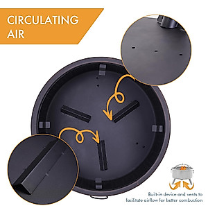 Fire Pit, Portable Firepits for Outside Patio, Outdoor Wood Burning Fire Pits 26" Small Round Steel Fireplace Clearance for Backyard Garden Bonfire Camping…