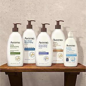Aveeno Skin Relief Moisturizing Lotion for Very Dry Skin with Soothing Triple Oat & Shea Butter, Dimethicone Skin Protectant Helps Heal Dry Skin, Fragrance-Free, Twin Pack, 18 fl. oz, 2 Pack